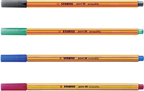 STABILO Fineliner point 88 - Wallet 4 x Erasables + 2 x ink Erasers + 4 Overwriters