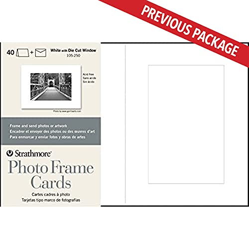 Strathmore 105-250 Photo Frame Cards Cutout Window, 40 Cards & Envelopes, 40 Cards & Envelopes , White, 5x6.875