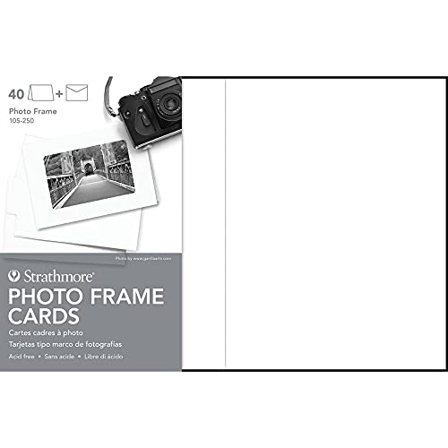 Strathmore 105-250 Photo Frame Cards Cutout Window, 40 Cards & Envelopes, 40 Cards & Envelopes , White, 5x6.875