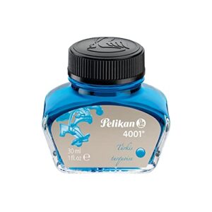 pelikan 4001 bottled ink for fountain pens, turquoise, 30ml, 1 each (311894)