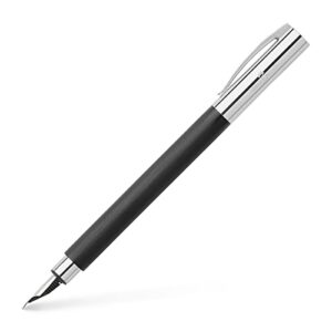 faber-castell ambition 148140 fountain pen high-grade resin nib size m barrel colour black/silver