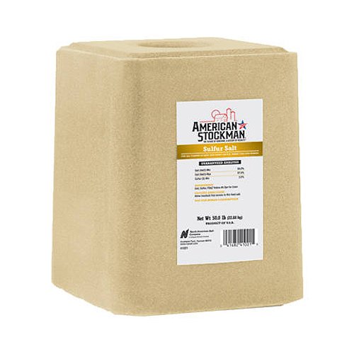 North American Salt 41021 American Stockman Sulphur Block Salt Pet Supplement, 50-Pound