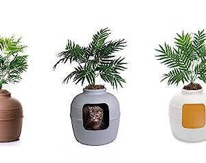 Good Pet Stuff, The Original Hidden Litter Box, Artificial Plants & Enclosed Cat Planter Litter Box, Vented & Odor Filter, Easy to Clean, Mocha Brown