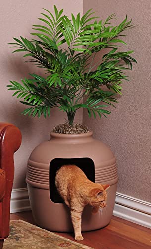 Good Pet Stuff, The Original Hidden Litter Box, Artificial Plants & Enclosed Cat Planter Litter Box, Vented & Odor Filter, Easy to Clean, Mocha Brown