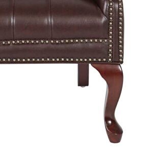 Office Star TEX Traditional Queen Anne Style Chair with Thick Padded Seat and Lumbar Support Back with Royal Cherry Finish Wood Legs, Jamestown Oxblood Vinyl