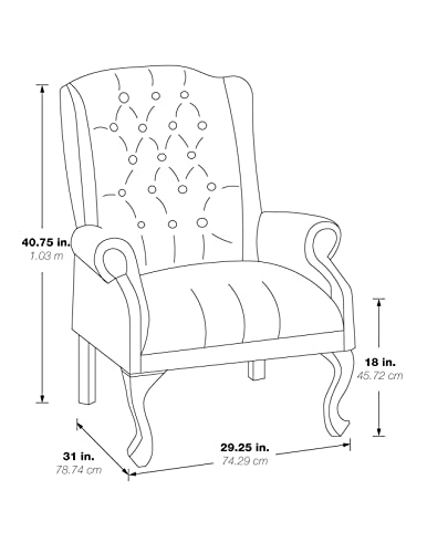 Office Star TEX Traditional Queen Anne Style Chair with Thick Padded Seat and Lumbar Support Back with Royal Cherry Finish Wood Legs, Jamestown Oxblood Vinyl