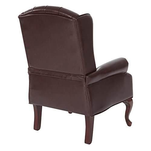 Office Star TEX Traditional Queen Anne Style Chair with Thick Padded Seat and Lumbar Support Back with Royal Cherry Finish Wood Legs, Jamestown Oxblood Vinyl