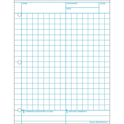 MathNOtes 3230 3-Hole Punched Grid Paper, 8-1/2" x 11" Size, 1/2" Grid Ruling (Pack of 150)