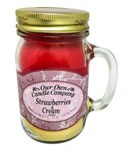 our own candle company strawberries & cream scented 13 ounce mason jar candle