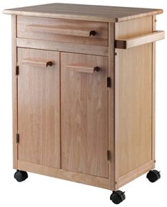 winsome wood single drawer kitchen cabinet storage cart, natural