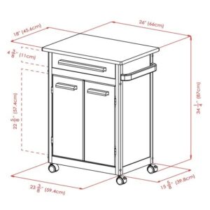 Winsome Wood Single Drawer Kitchen Cabinet Storage Cart, Natural