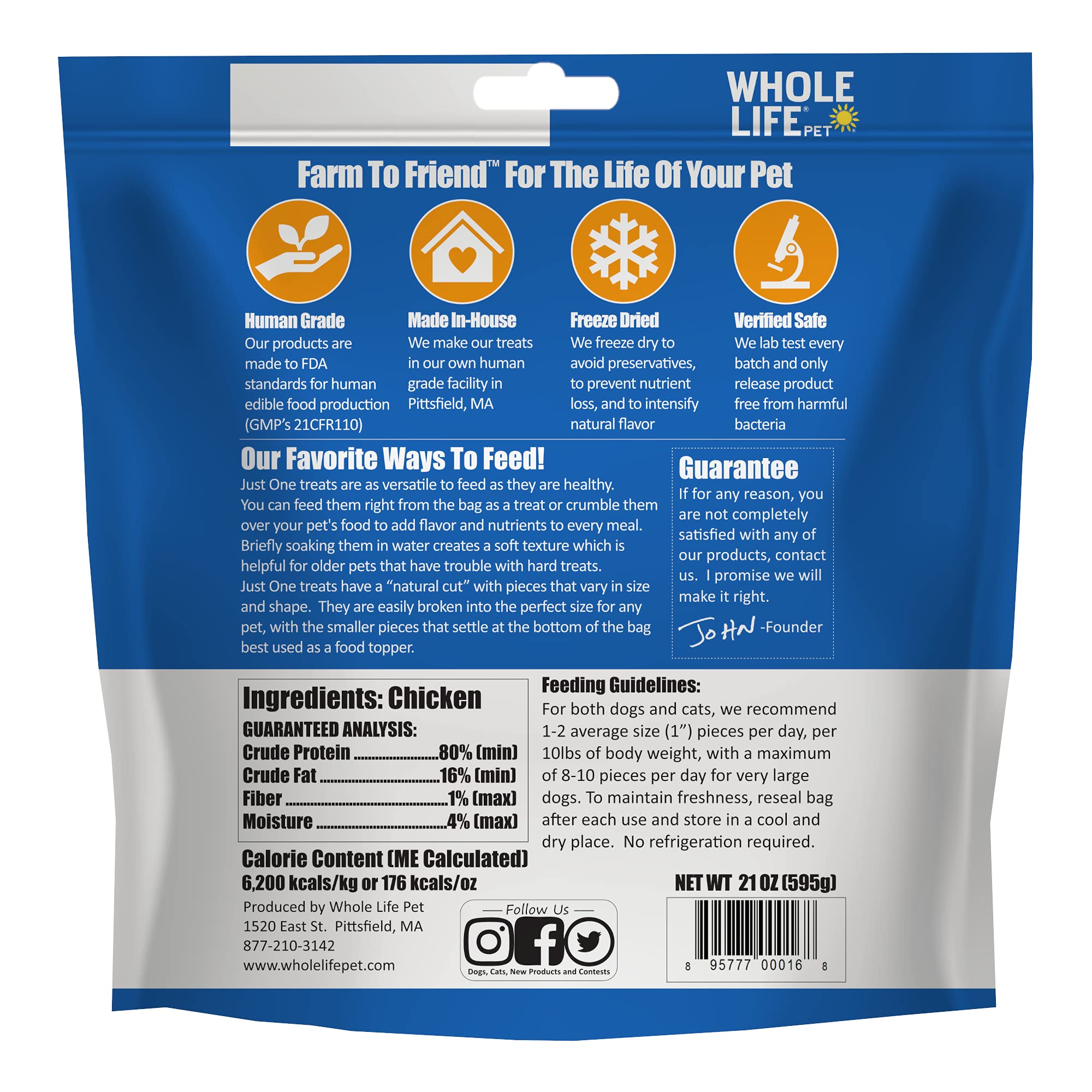 Whole Life Pet Just One Chicken Dog and Cat Value Packs - Human Grade, Freeze Dried, One Ingredient - Protein Rich, Grain Free, Made in The USA