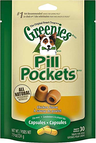 GREENIES PILL POCKETS Capsule Size Natural Dog Treats with Chicken Flavor, (6) 7.9 oz. Packs (180 Treats)