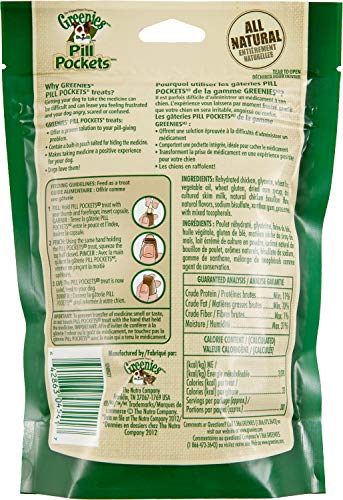 GREENIES PILL POCKETS Capsule Size Natural Dog Treats with Chicken Flavor, (6) 7.9 oz. Packs (180 Treats)