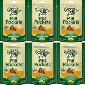 GREENIES PILL POCKETS Capsule Size Natural Dog Treats with Chicken Flavor, (6) 7.9 oz. Packs (180 Treats)