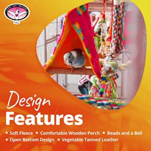 Super Bird Creations SB474 Sheltering Peekaboo Perch Tent with Colorful Plastic Beads & Bell, Small to Medium Size, 12” x 5” x 6.5”