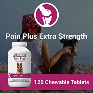 Vet Classics Pain Plus Extra Strength Health Supplement for Dogs - 120 Chewable Tablets