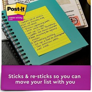 Post-it Super Sticky Notes, 4x6 in, 3 Pads, 2x the Sticking Power, Energy Boost Collection, Bright Colors, Recyclable (660-3SSUC)