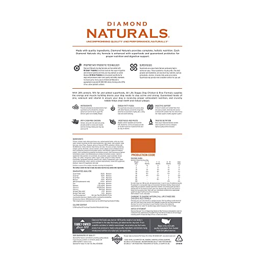 Diamond Naturals All Life Stages Chicken and Rice Formula Dry Dog Food Protein from Real Chicken, and Probiotics