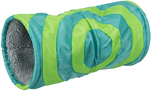 TRIXIE Cushy Plush Play Tunnel, 15 x 35 cm, Grey/Green