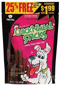 pro pac chick'n'sticks dog treats, 7.2-ounce bag