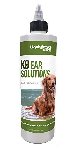 LIQUIDHEALTH 12 Fl Oz K9 Dog Ear Cleaner Wash Solutions - Infection Cleaning Hygiene Treatment Drops for Dogs, Canines and Puppies