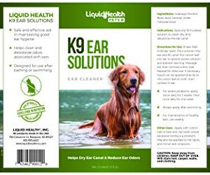 LIQUIDHEALTH 12 Fl Oz K9 Dog Ear Cleaner Wash Solutions - Infection Cleaning Hygiene Treatment Drops for Dogs, Canines and Puppies