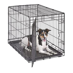 midwest homes for pets newly enhanced single & double door icrate dog crate, includes leak-proof pan, floor protecting feet , divider pane l & new patented features