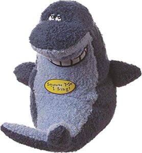 multipet deedle dude singing shark plush dog toy, 8-inch, blue,all breed sizes