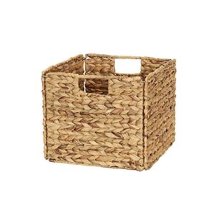 household essentials wicker open storage bin for shelves, natural