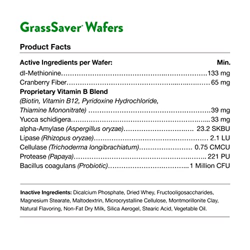 NaturVet GrassSaver| Wafers for Dogs – Help Keep Grass Green, Rid Your Lawn of Yellow Patches Caused by Dog Urine| No More Yellow Spots| DL-Methionine & Enzymes – 300 Ct