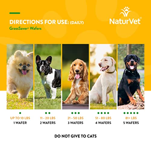 NaturVet GrassSaver| Wafers for Dogs – Help Keep Grass Green, Rid Your Lawn of Yellow Patches Caused by Dog Urine| No More Yellow Spots| DL-Methionine & Enzymes – 300 Ct