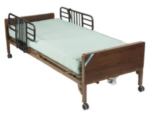 drive medical delta ultra light semi electric hospital bed mattress, half rails & innerspring