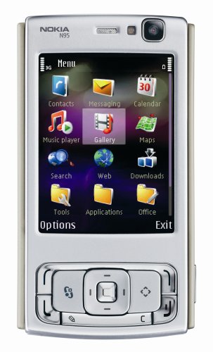 Nokia N95 Unlocked Cell Phone with 5 MP Camera, International 3G, Wi-Fi, GPS, MP3/Video Player, MicroSD Slot--International Version with Warranty (Silver/Plum)