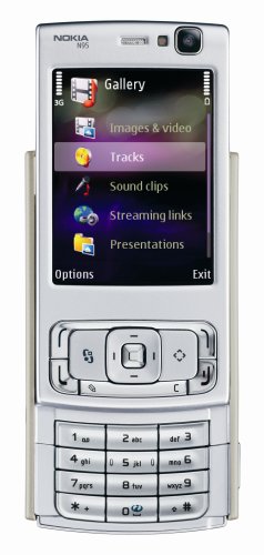 Nokia N95 Unlocked Cell Phone with 5 MP Camera, International 3G, Wi-Fi, GPS, MP3/Video Player, MicroSD Slot--International Version with Warranty (Silver/Plum)