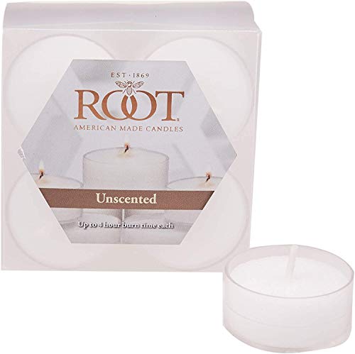 Root Candles 131015 Unscented Beeswax Blend Tealight Candles in Clear Cups, 8-Count