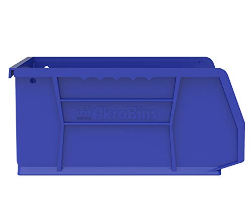 Akro-Mils 30235 AkroBins Plastic Storage Bin Hanging Stacking Containers, (11-Inch x 11-Inch x 5-Inch), Blue, (6-Pack)