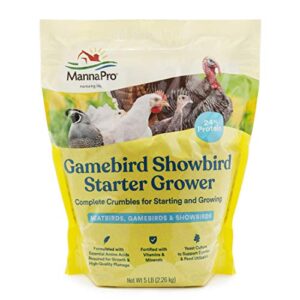 manna pro gamebird showbird crumbles|formulated for birds with vitamins & minerals|5 pounds