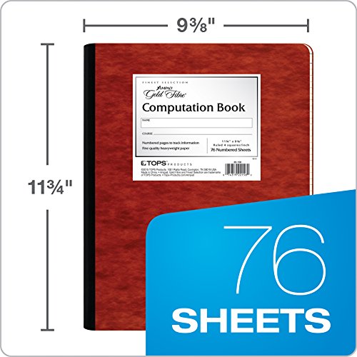 Ampad Gold Fibre Computation Book, Red Cover, Ivory Paper, Letter Size, 4 Square Inch Rule, 76 Sheets, 1 Each (22-156)