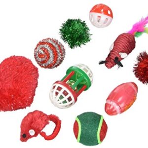 Grriggles Zanies Fun Filled Holiday Cat Stocking with Assorted Cat Toys