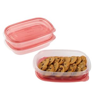 Rubbermaid TakeAlongs Rectangle Food Storage Container, 4 Cup, Tint Chili, 3 Count