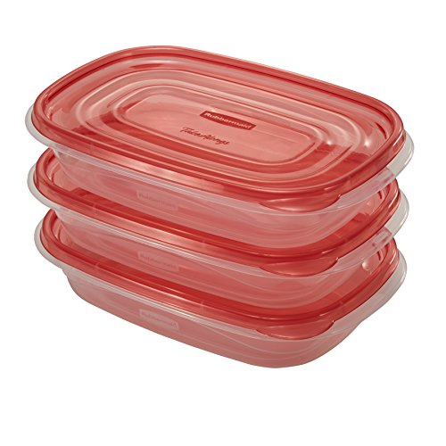 Rubbermaid TakeAlongs Rectangle Food Storage Container, 4 Cup, Tint Chili, 3 Count