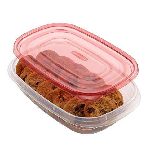 Rubbermaid TakeAlongs Rectangle Food Storage Container, 4 Cup, Tint Chili, 3 Count