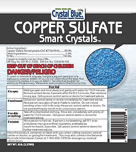 Crystal Blue Copper Sulfate Algaecide - Granular Aquatic Grade Copper Sulfate for Pond Algae Control - 5 Pounds