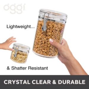 Oggi 5pc Clear Canister Set with Clamp Lids Airtight Containers in Sizes Ideal for Kitchen & Pantry Storage of Bulk, Dry Foods Including Flour, Sugar, Coffee, Rice, Tea, Spices & Herbs