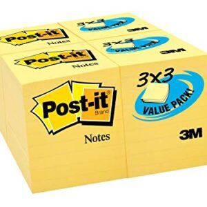 Post-it Notes, Canary, Recyclable 3 in x 3 in, Canary Yellow