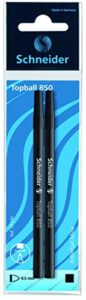 schneider topball 850 rollerball refill, black, 2pk (77240)