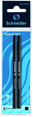 Schneider Topball 850 Rollerball Refill, Black, 2pk (77240)