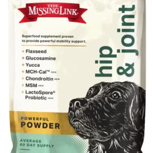 The Missing Link Hip & Joint Probiotics Superfood Supplement Powder for Dogs - Omegas 3&6, Fiber, Glucosamine, Chondroitin, MSM, HA - Cartilage & Bone Health, Joint Mobility & Flexibility - 1lb