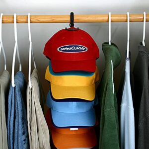 Perfect Curve Cap Rack36 System – Hat Rack for Baseball Caps | Over Door Organizer | Baseball Cap Organizer | Hat Hangers for Closet | Hat Organizer for Wall | 12 Clips Hold up to 36 caps | Black